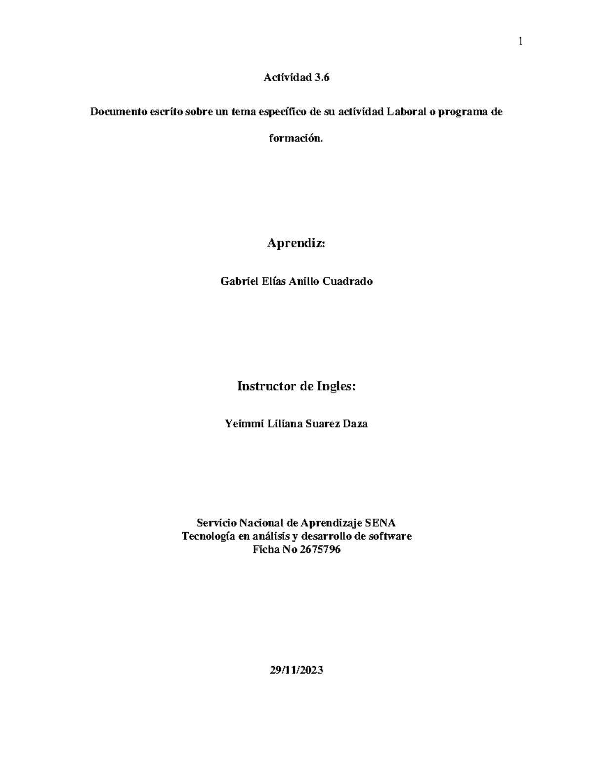 Trabajo realizado 3.6 - Gabriel Anillo - Tecnologo ADSO - Analisis y desarrollo de software ...