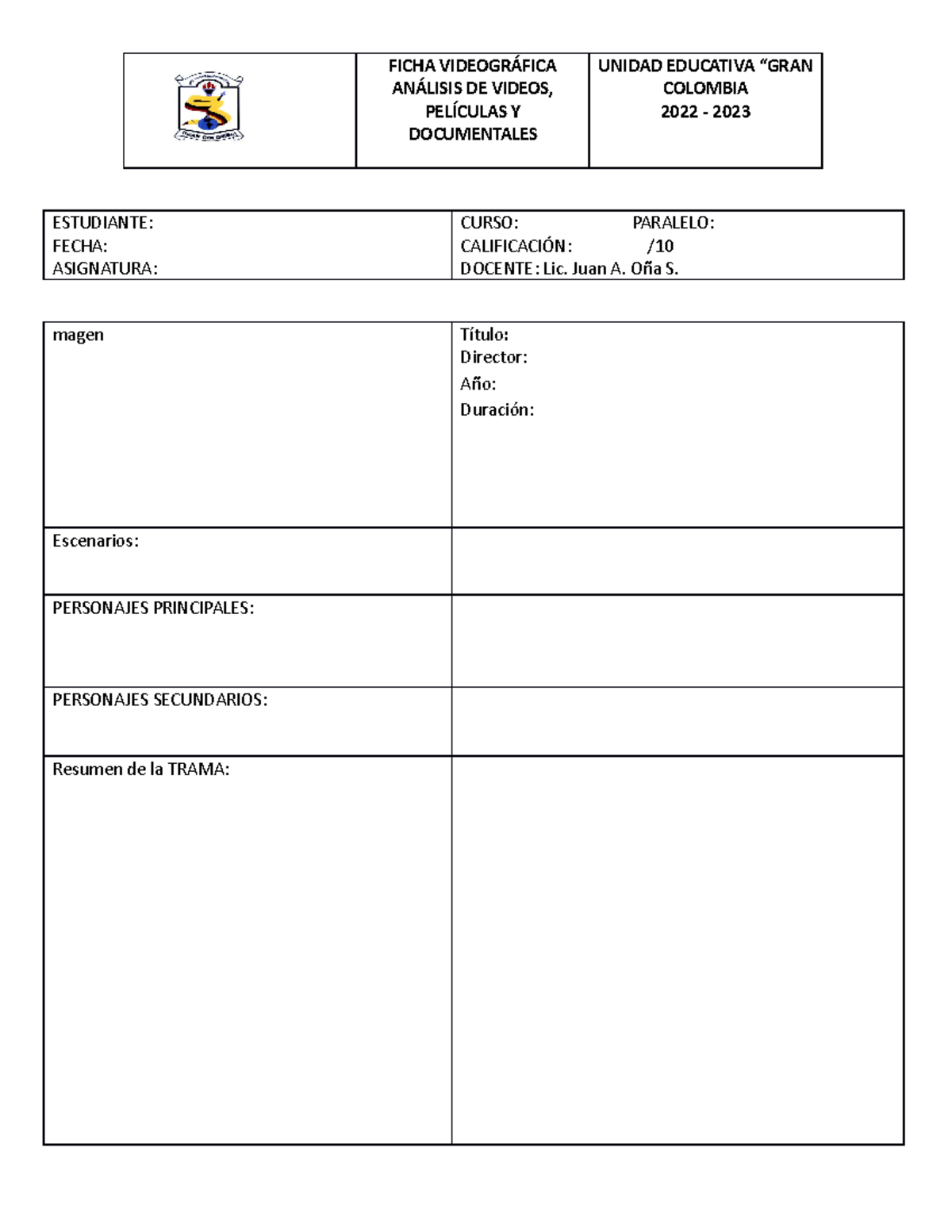 Ficha Videografica Analisis DE Videos PE - FICHA VIDEOGRÁFICA ANÁLISIS ...