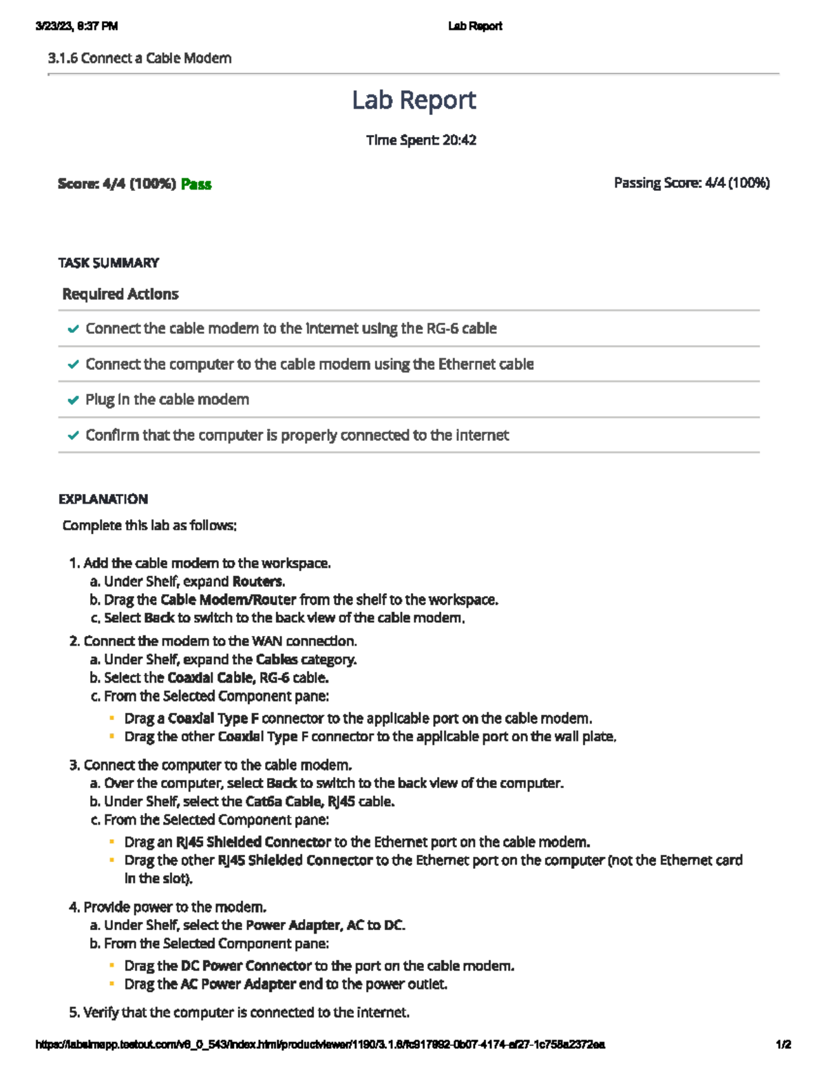3.1.6 Connect a Cable Modem - CMSY 158 - Studocu