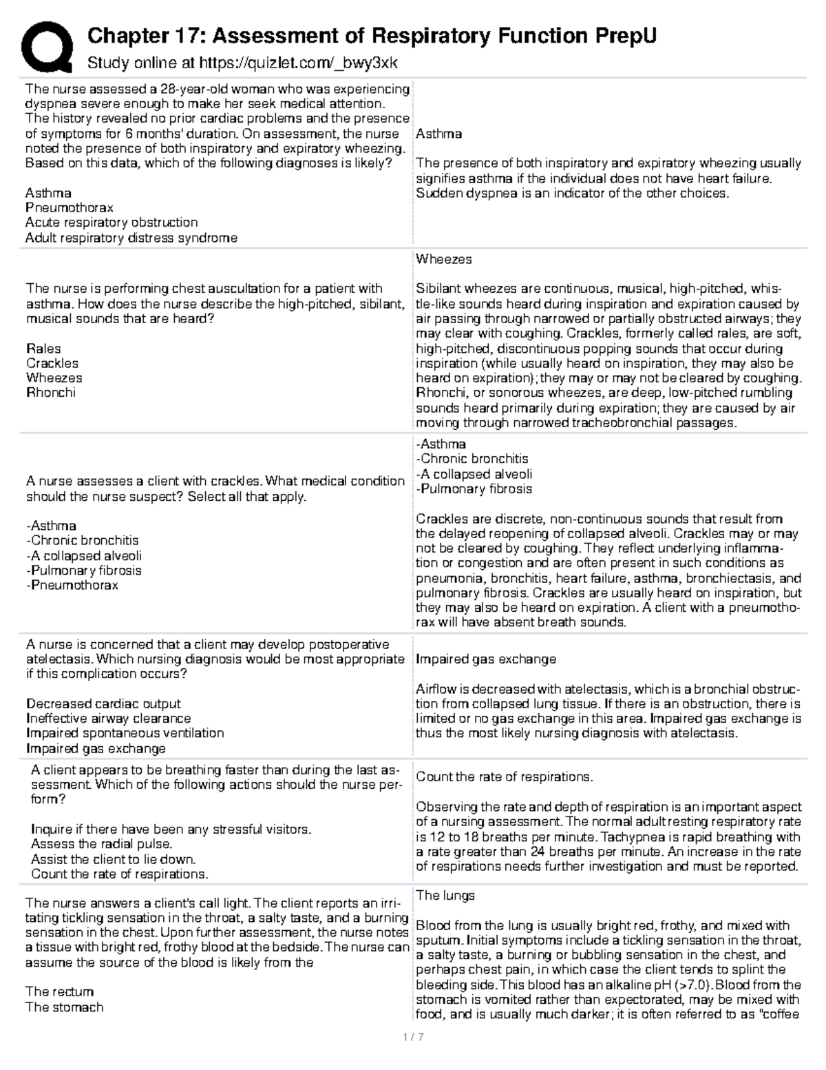 Chapter 17 - hhh - Study online at quizlet/_bwy3xk The nurse assessed a ...