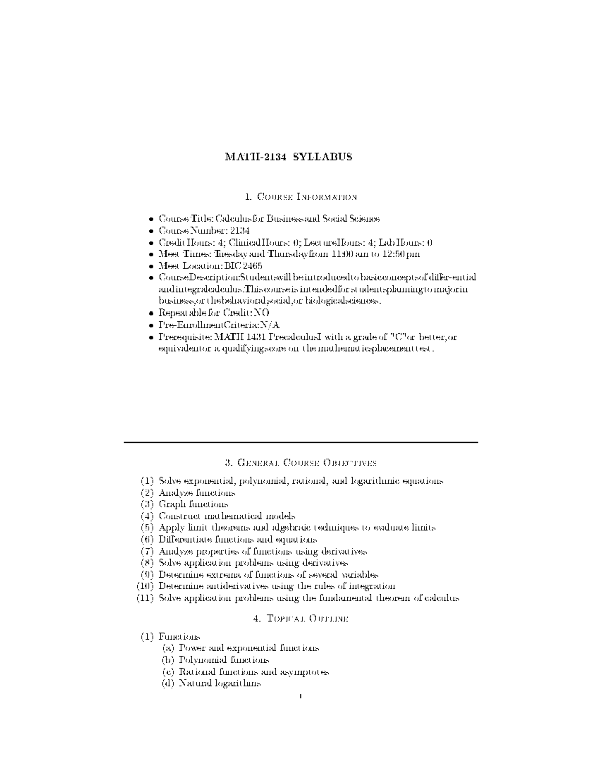 College of Du Page Summer MATH-2134 - MATH-2134 SYLLABUS Course ...