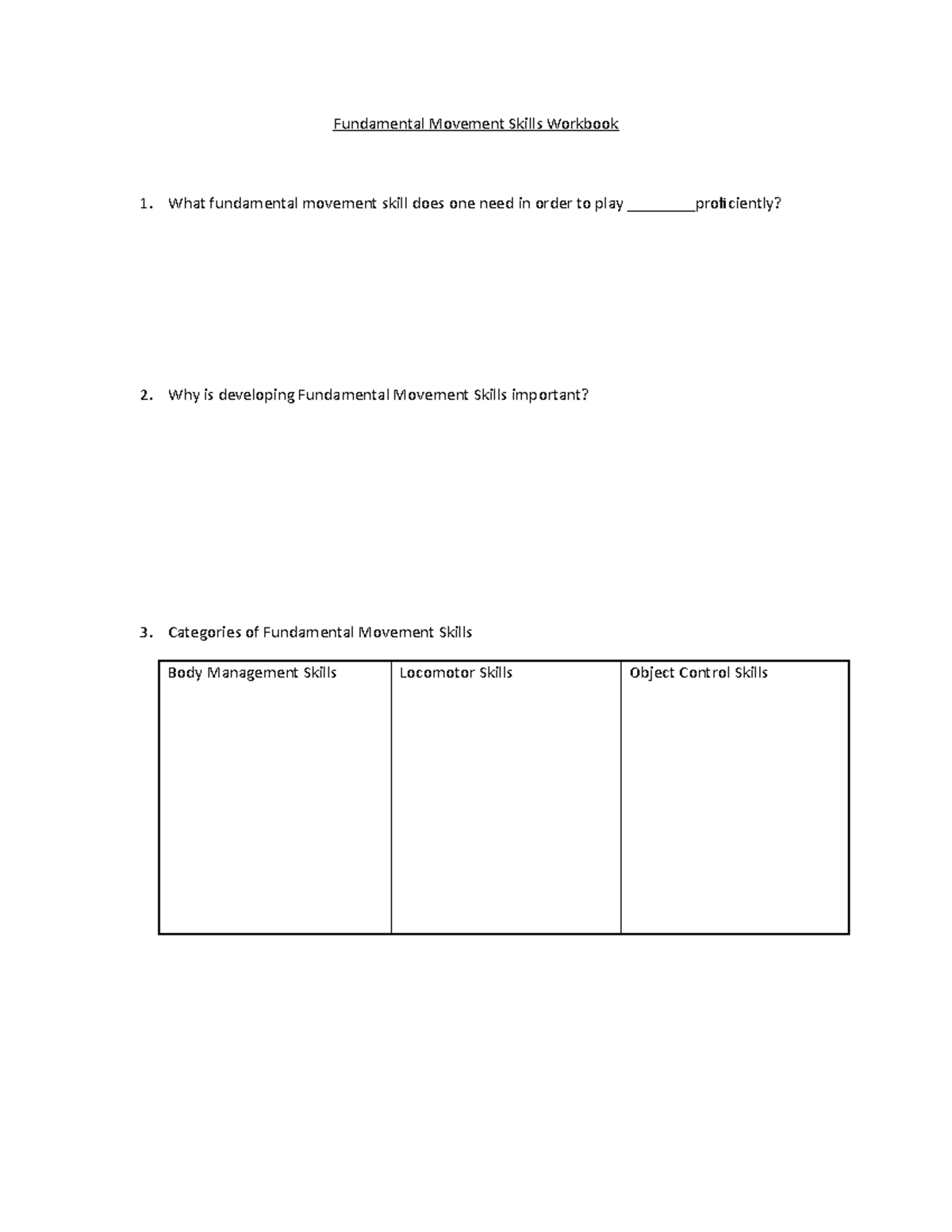 Fundamental Movement Skills Workbook - What is the difference between ...