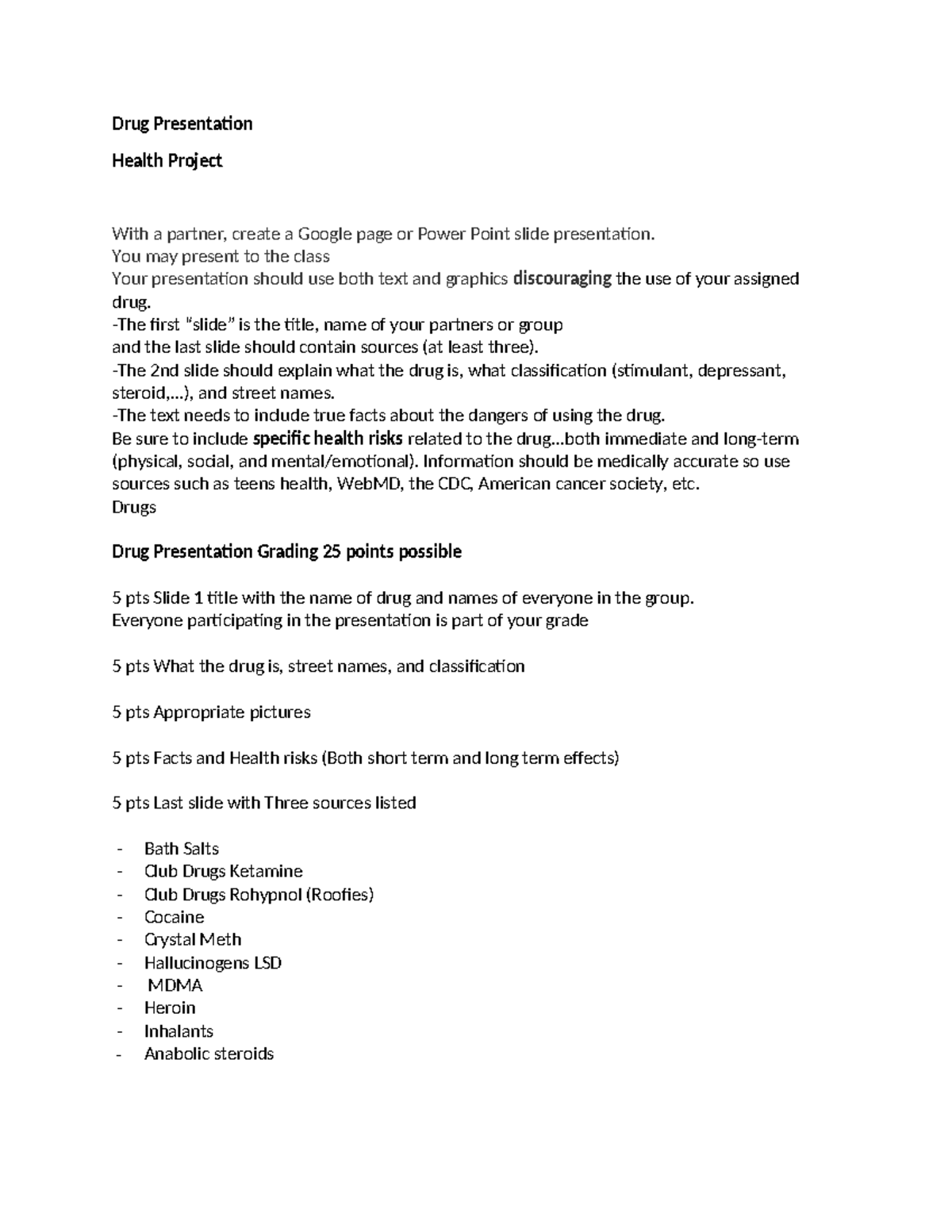 Drug Presentation - Drug Presentation Health Project With a partner ...