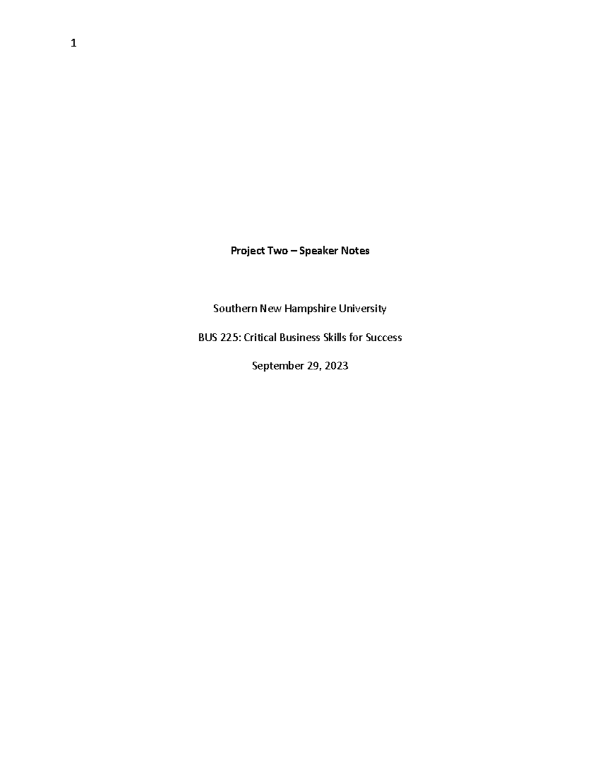 BUS225 Project Two Speaker Notes - Project Two – Speaker Notes Southern ...