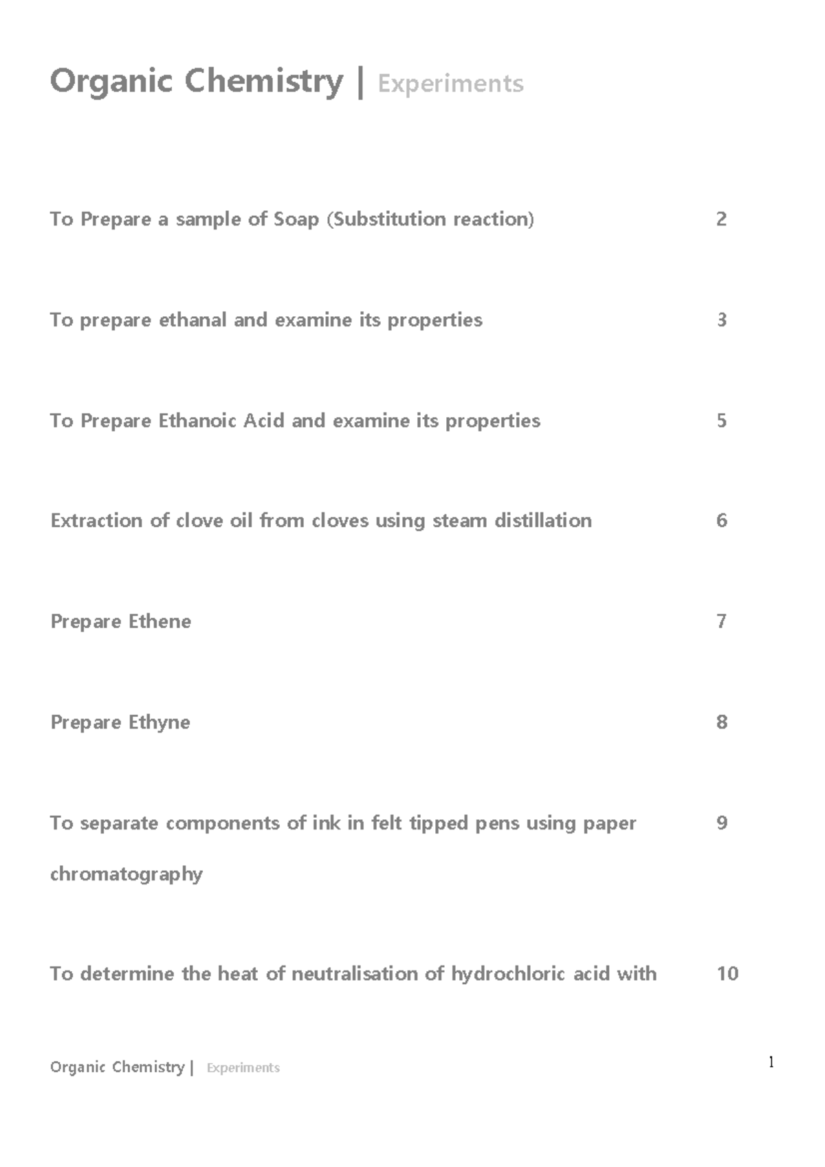 Organic Chemistry | Experiments - LC - Studocu