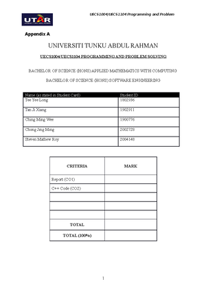 Practical 01: Simple Program - UECS1643/UECS1653/UECS1004/UECS 1 Practical 1 – Refer to Topics ...