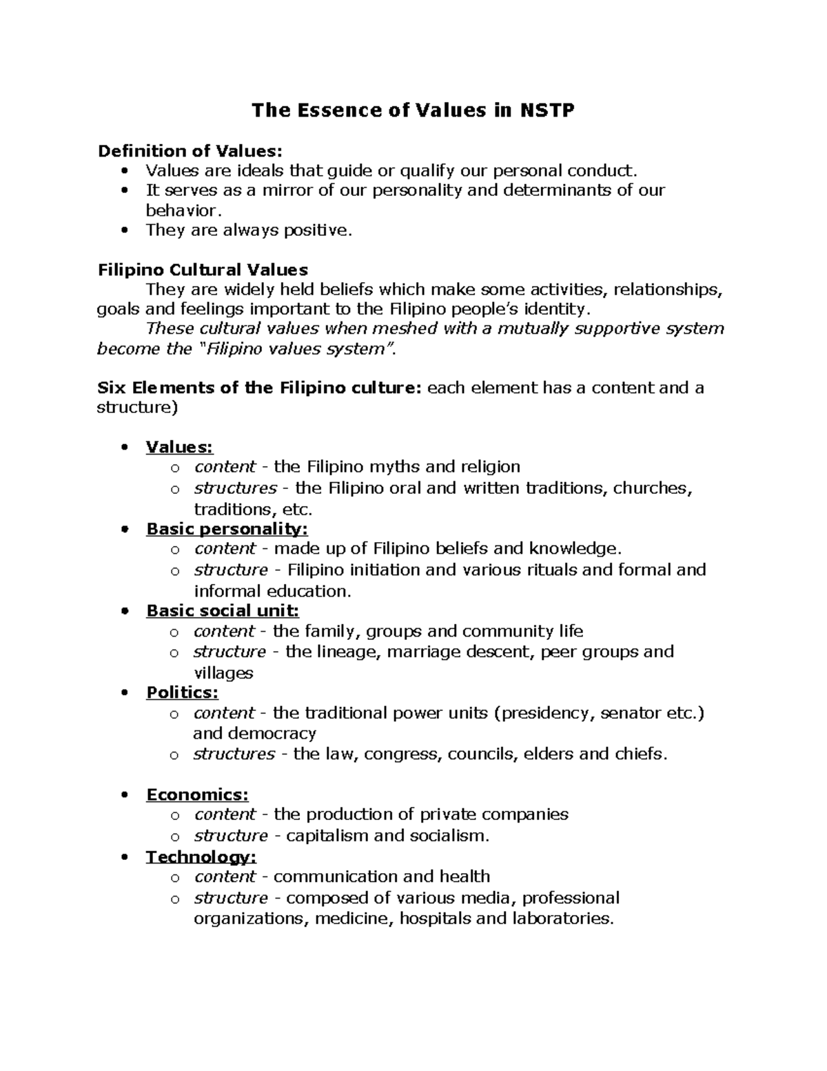 The Essence of Values in NSTP - The Essence of Values in NSTP ...