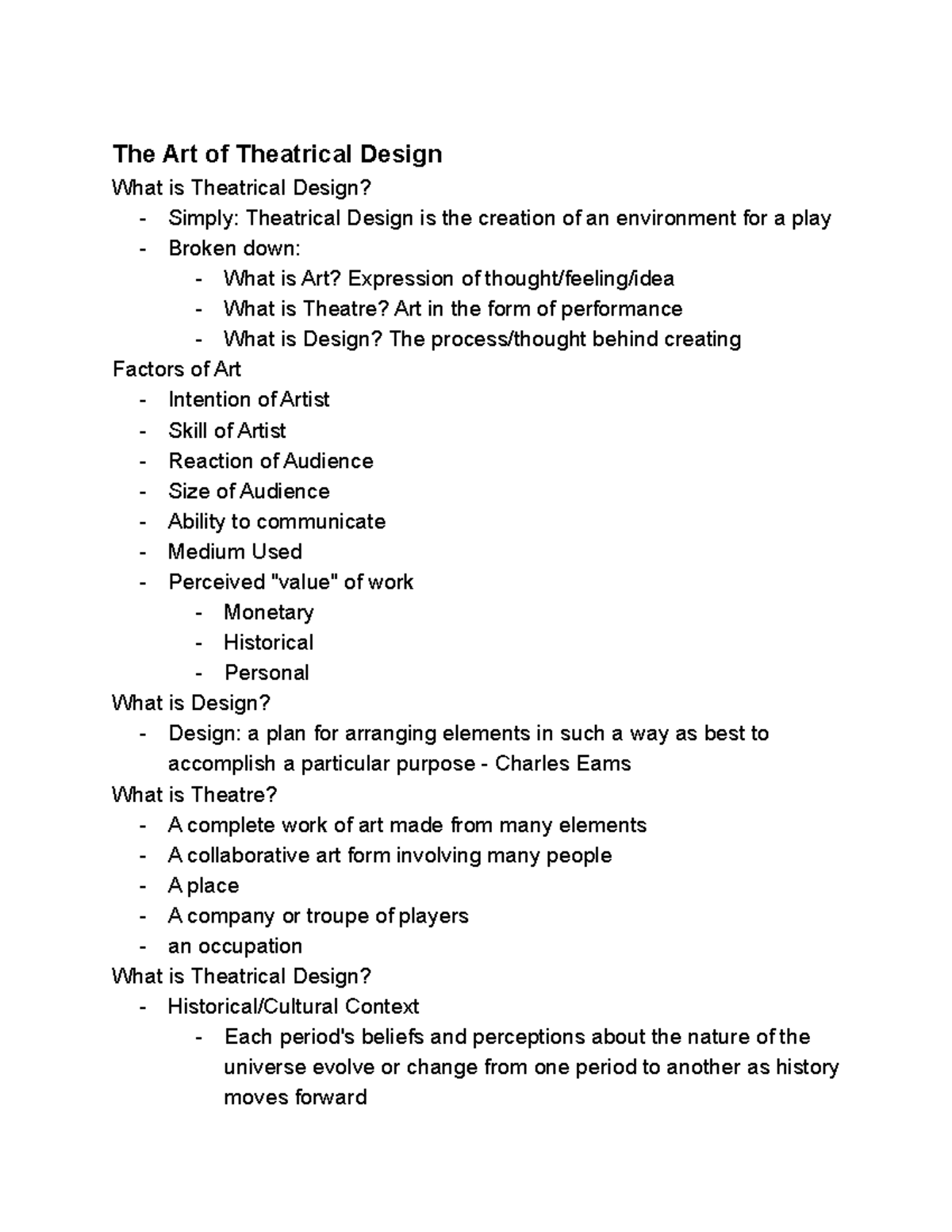 The Art of Theatrical Design - Studocu