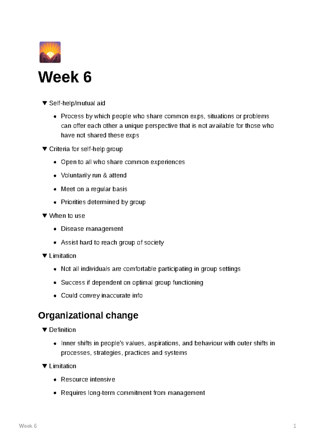 Week 6 - Community development and organization - Week 6 1 🌄 Week 6 ...