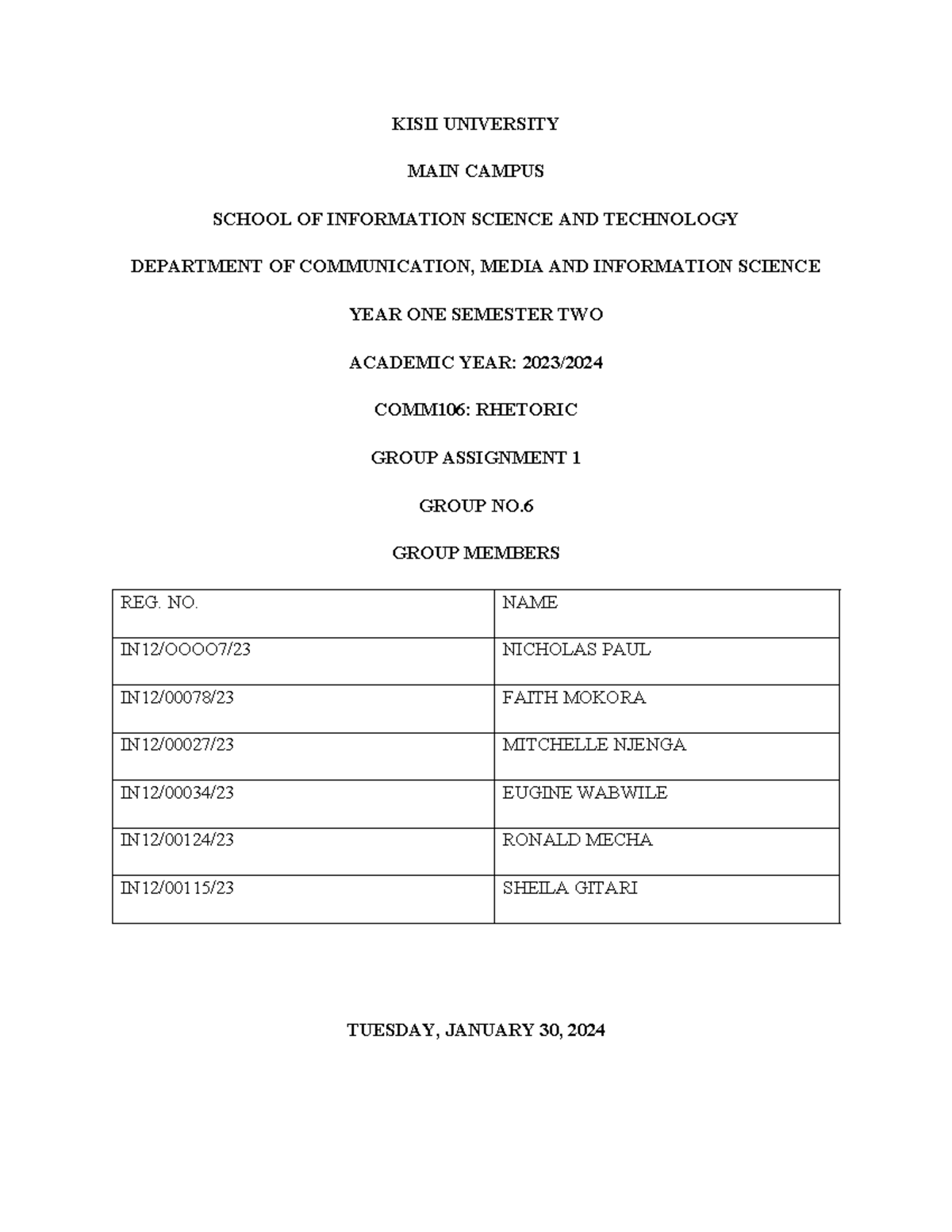 Kisii University Group Assignment - KISII UNIVERSITY MAIN CAMPUS SCHOOL ...