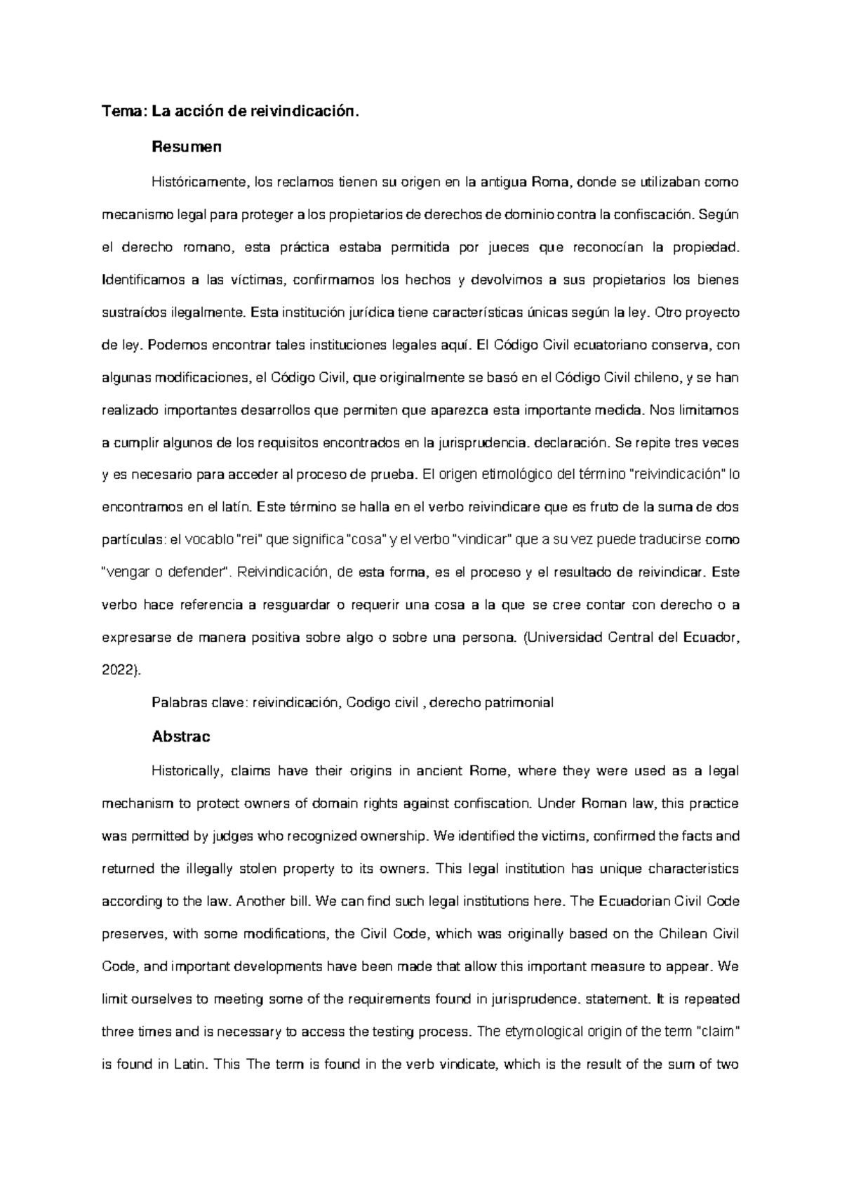 Derecho Civil II Alberto Donoso - Tema: La acción de reivindicación ...