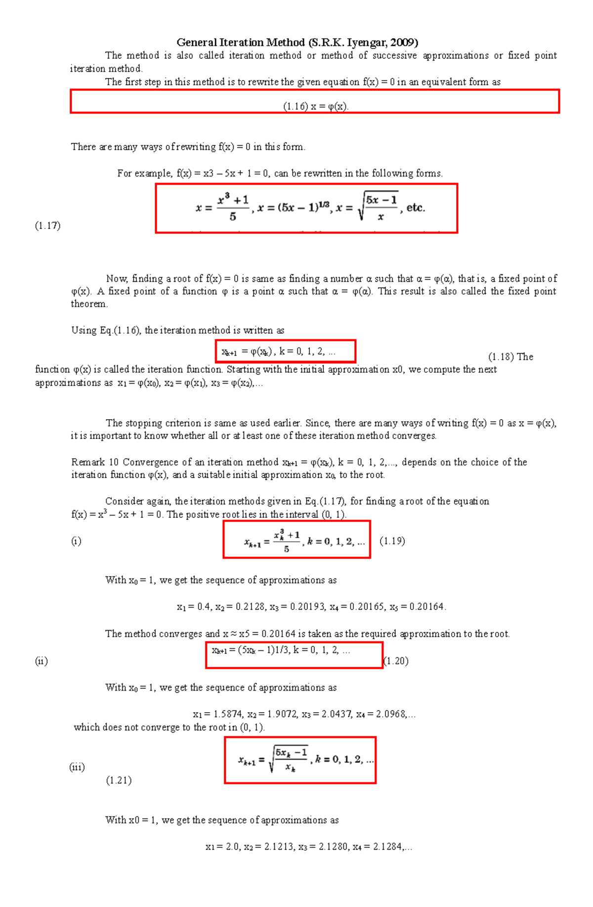 General Iteration Method Srk Iyengar 2009 General Iteration Method Sr Iyengar 2009