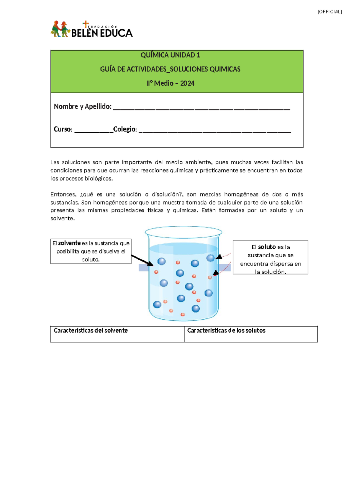 Guia de actividades II Medio Quimica - QUÍMICA UNIDAD 1 GUÍA DE ...