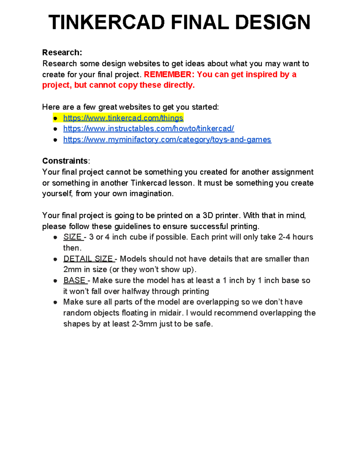 Copy of Tinkercad Final Project - TINKERCAD FINAL DESIGN Research ...