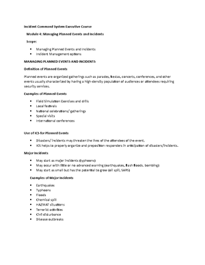 Module 2 Incident Command System Executive Course - INCIDENT COMMAND ...