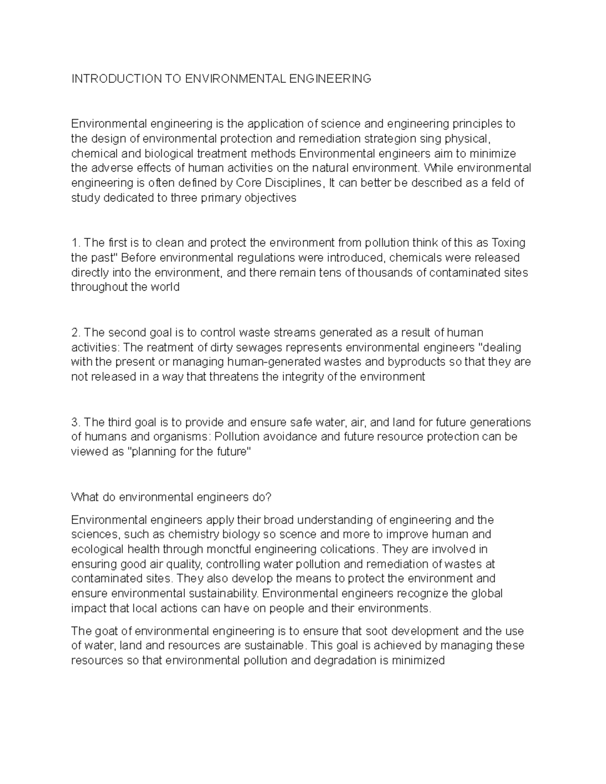 Ecology - notes - INTRODUCTION TO ENVIRONMENTAL ENGINEERING ...