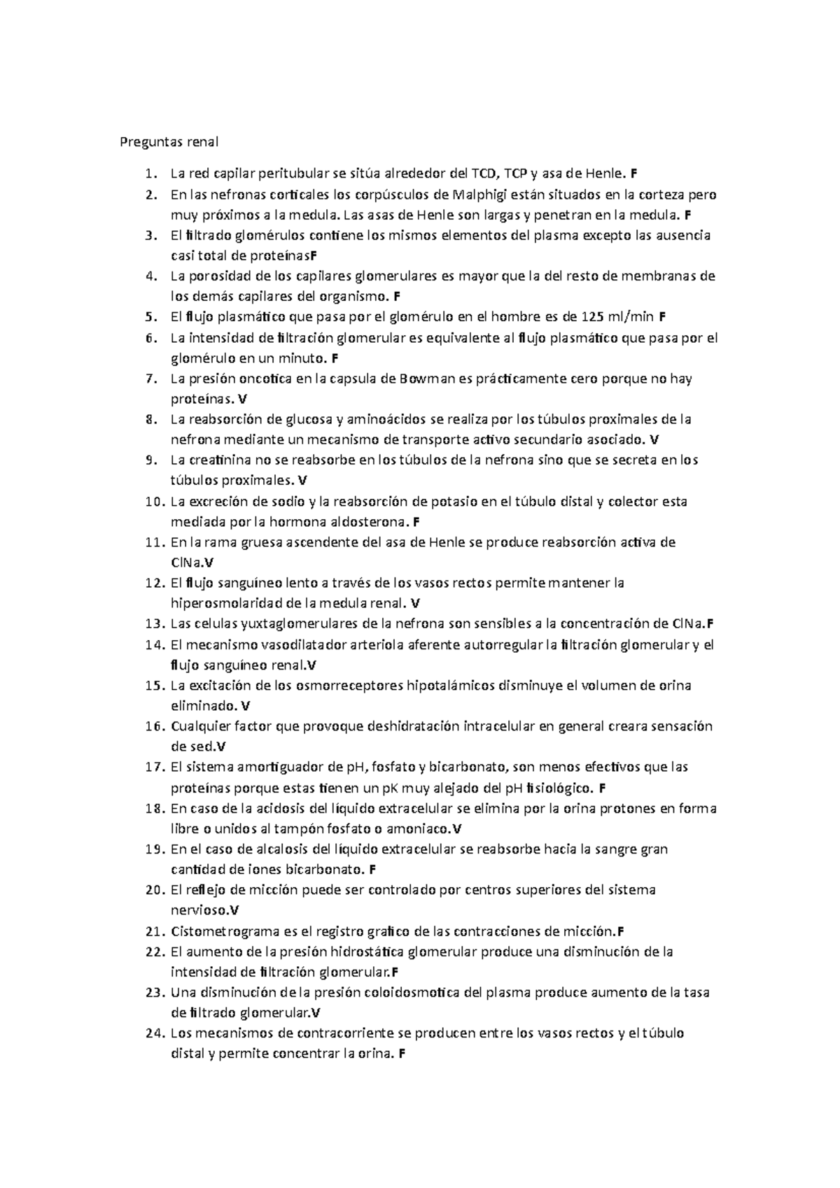 Preguntas fisio 2015 - Preguntas renal La red capilar peritubular se ...