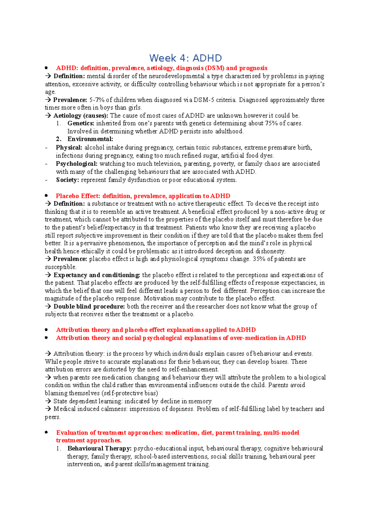 Week 4 - ADHD: definition, prevalence, aetiology, diagnosis (DSM) and ...