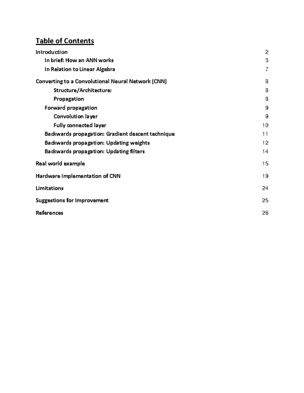 MA1508E Project - Table of Contents Introduction In brief: How an ANN ...