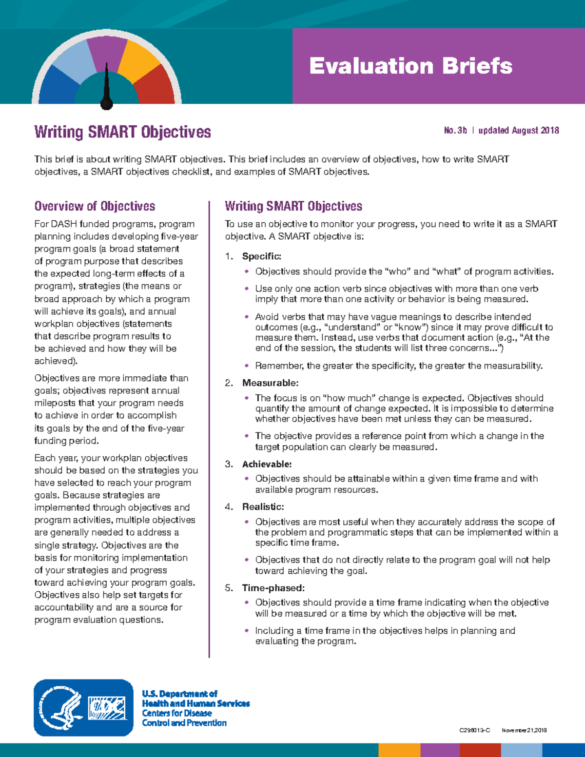 Smart Objectives 2018 - C296013-C November 21, 2018 Evaluation Briefs ...