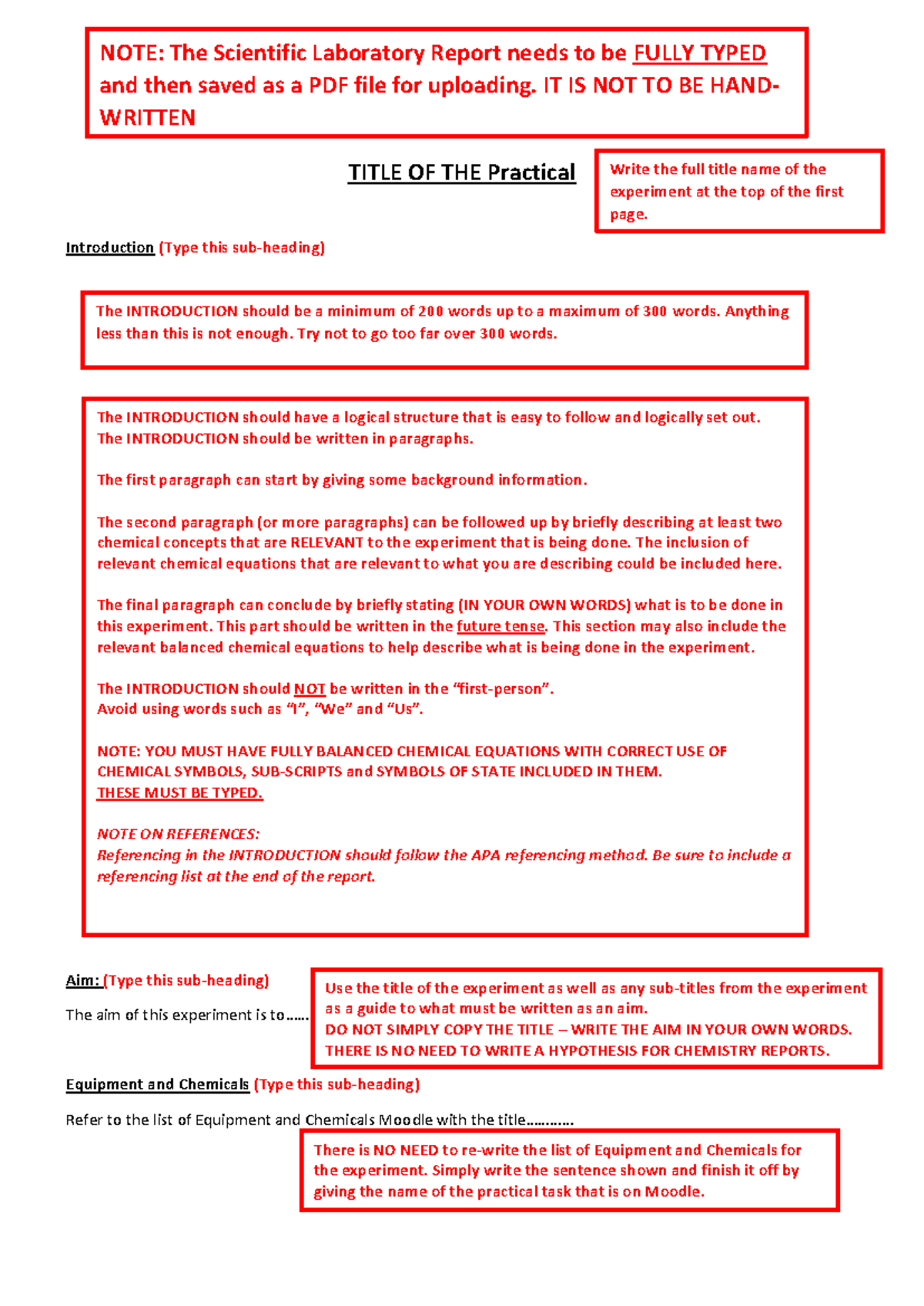 Detailed Template MUFY Chemistry Report (2024)-3 - TITLE OF THE ...