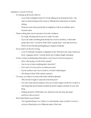 What is a Scene Notes - 9/ Lecture Notes Notes and examples - what is a ...