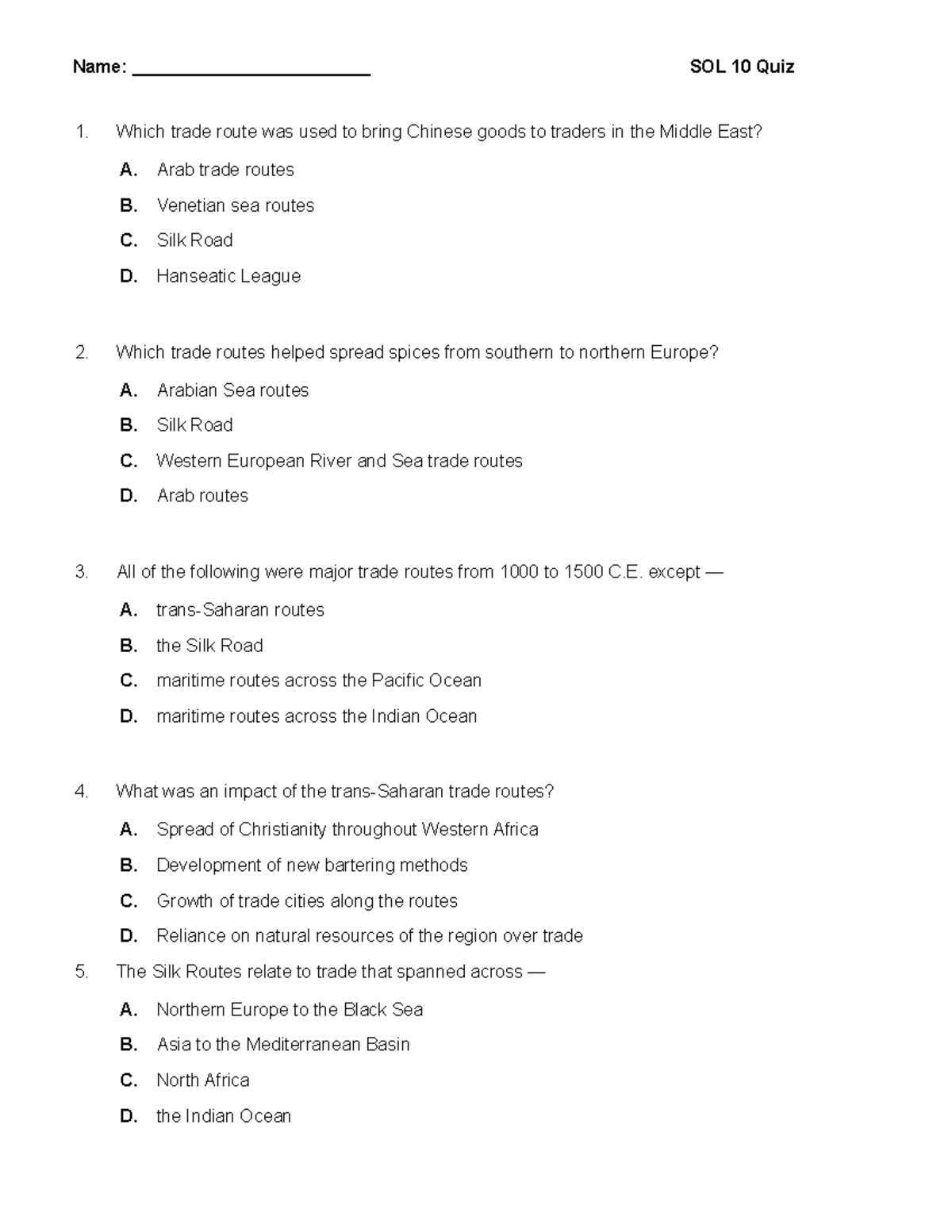 WHI SOL 10 Quiz - Quiz for Latin American Civilizations - Which trade ...