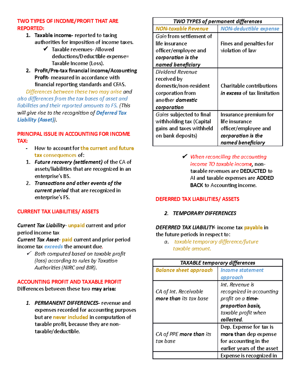 Reviewer in Accounting for Income Tax) - TWO TYPES OF INCOME/PROFIT ...