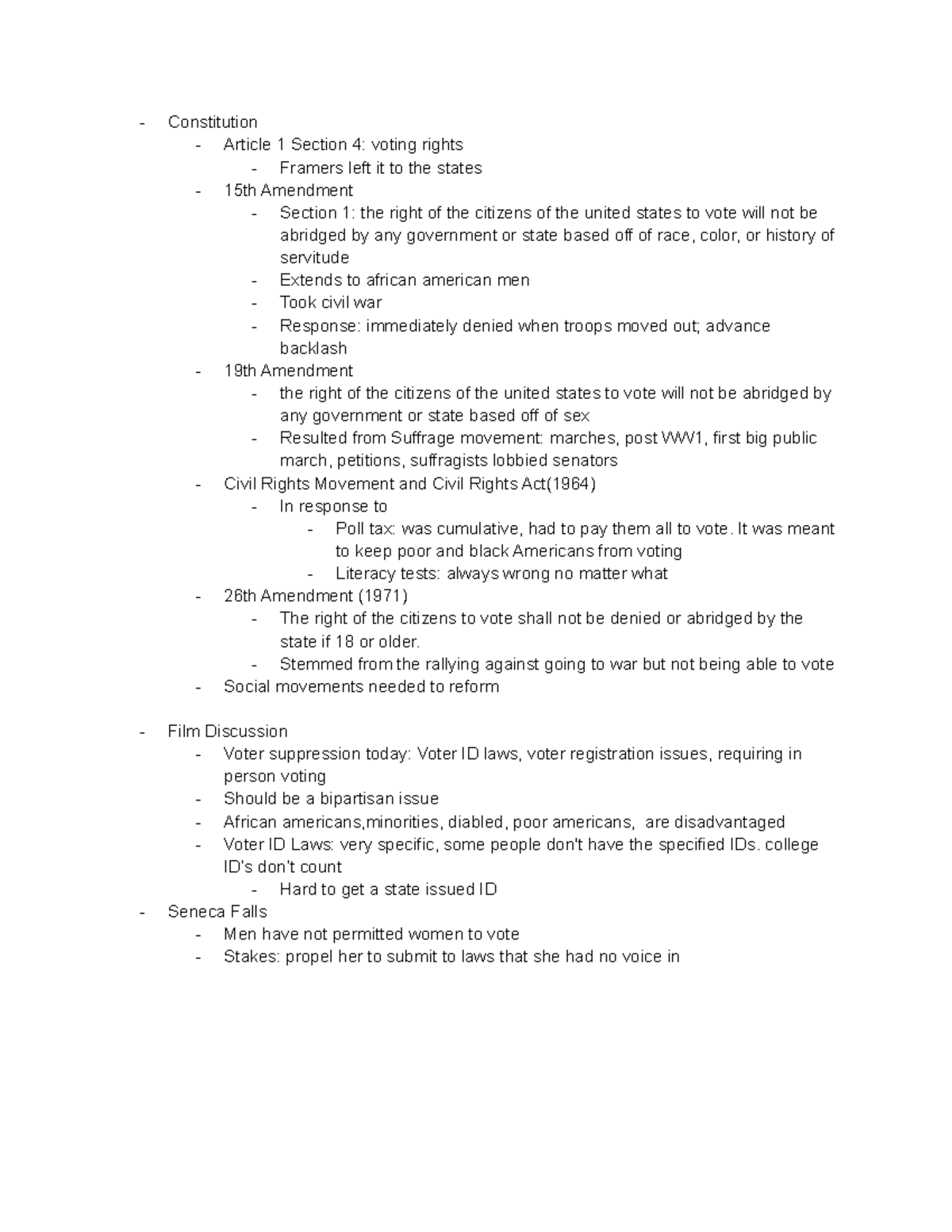 Class Lecture on Voting - Constitution Article 1 Section 4: voting ...