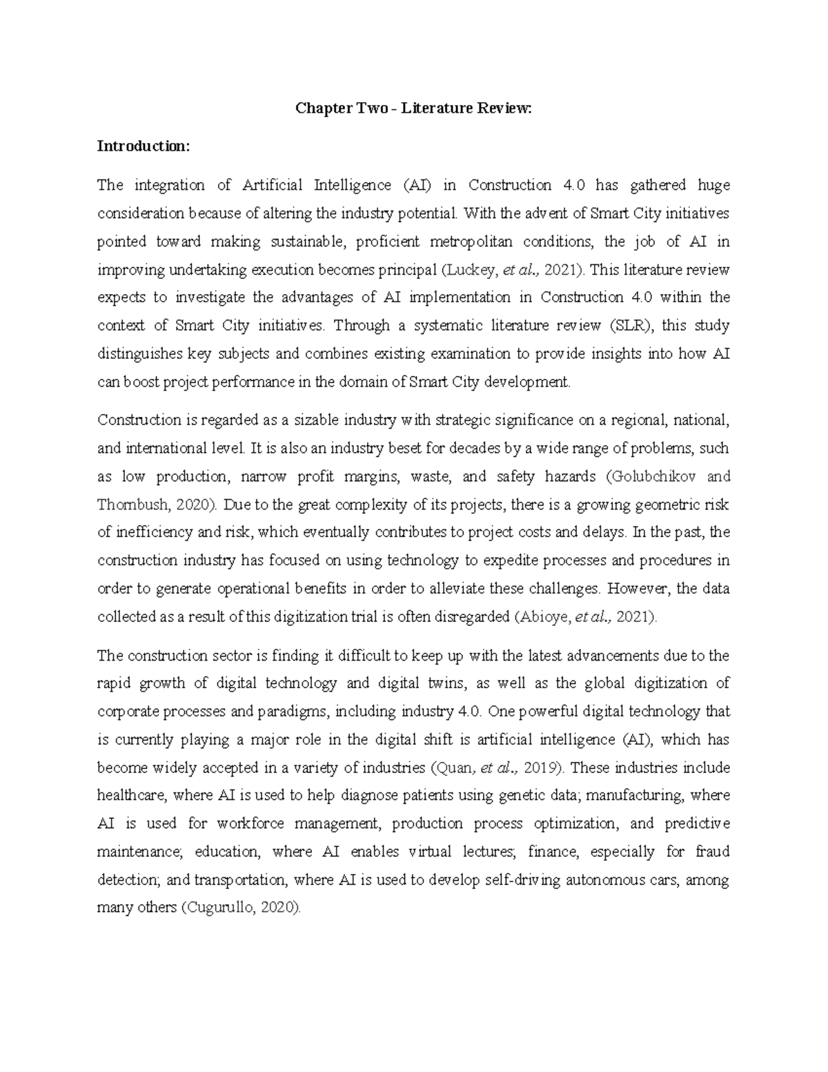 LR construction Thesis - Chapter Two - Literature Review: Introduction ...