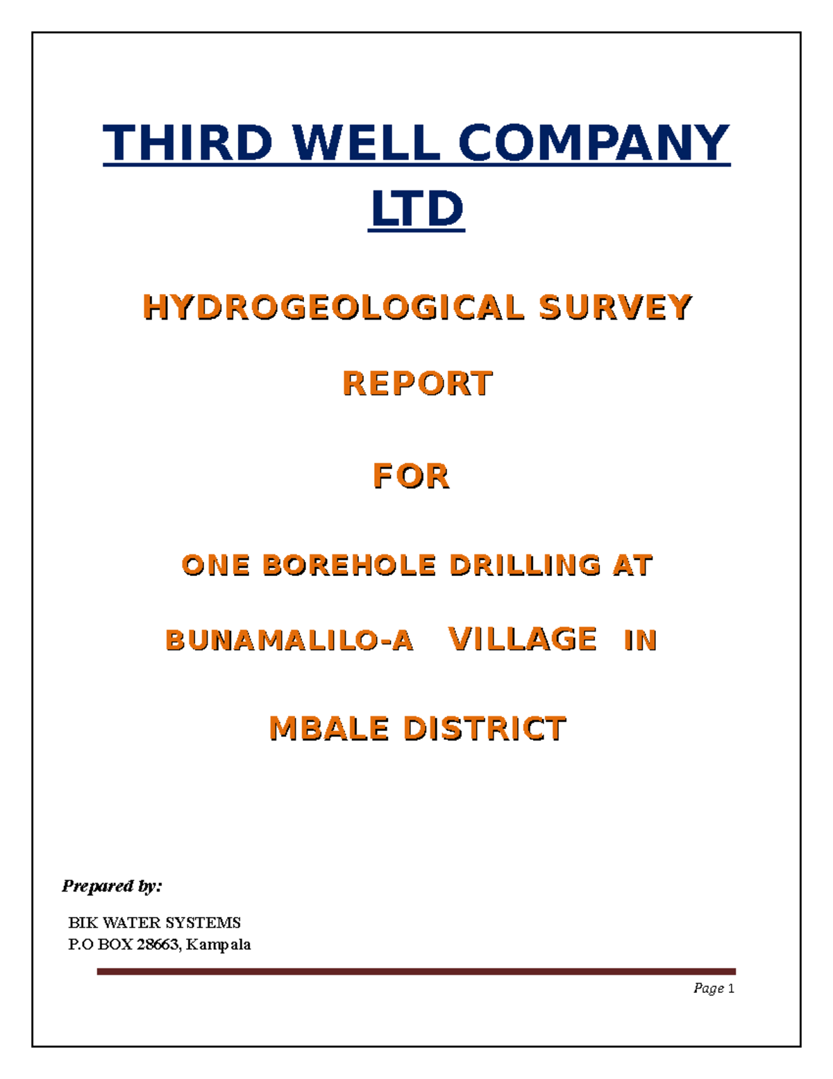Hydrogeological Survey Report- Third Well final - IT Research Methods ...