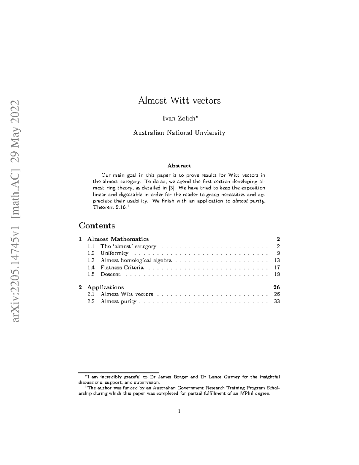 Almost Witt Vectors - arXiv:2205 [math] 29 May 2022 Almost Witt vectors ...