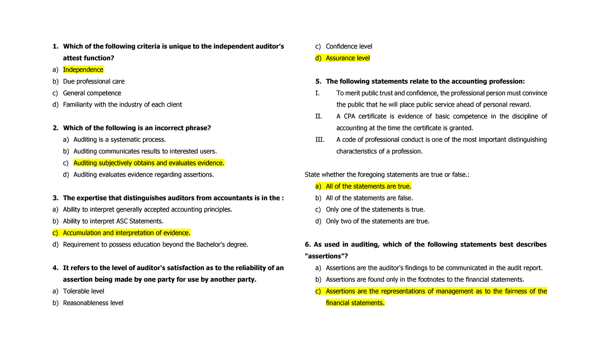 Audit Reviewer - n/a - Which of the following criteria is unique to the ...
