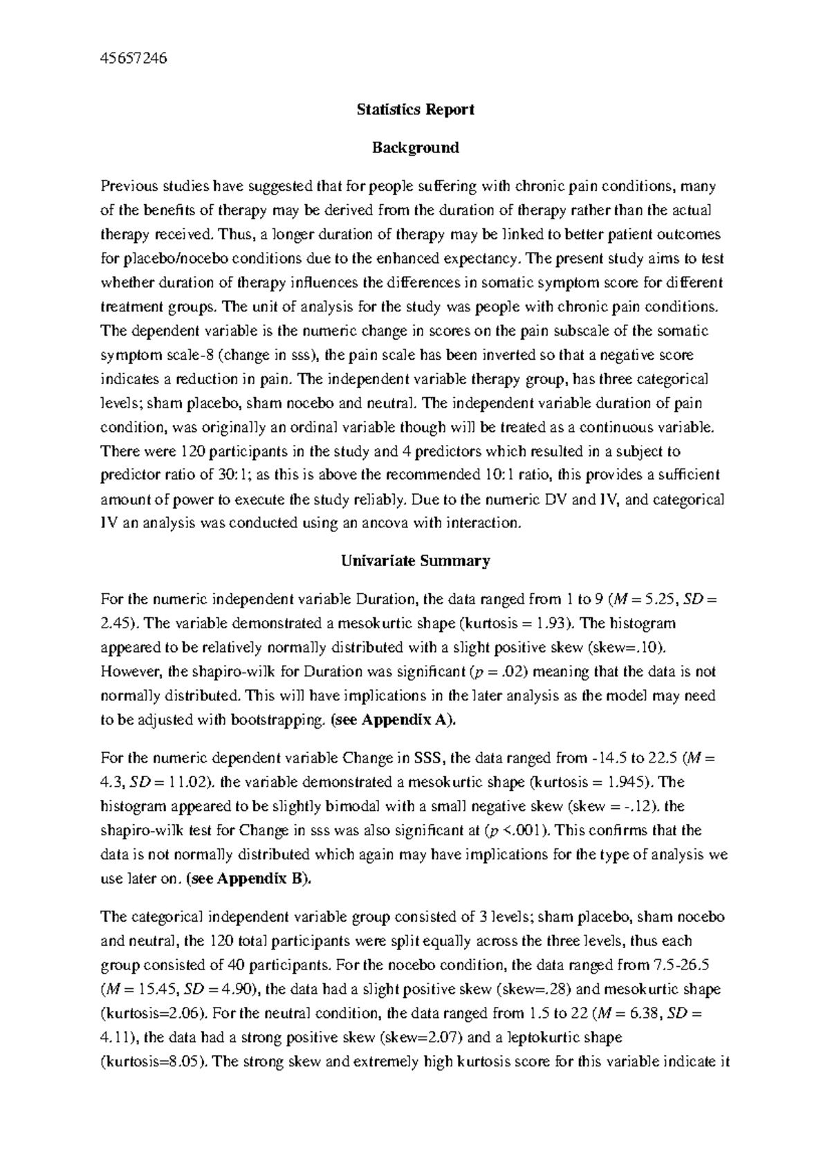 Statistics assignment 2 - 2020 - Statistics Report Background Previous ...