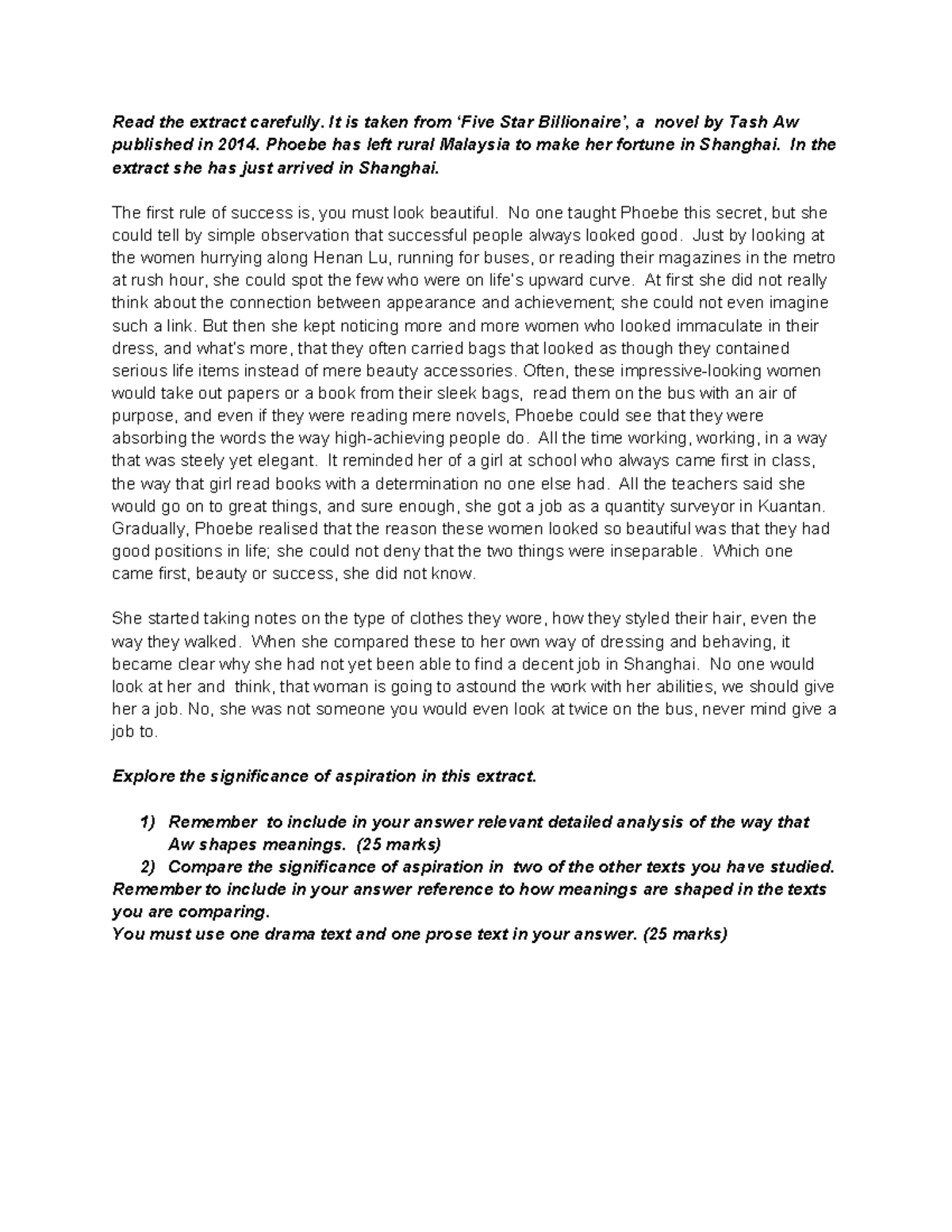 AQA Unseen Prose 1 - AQA practice for teachers - Read the extract ...