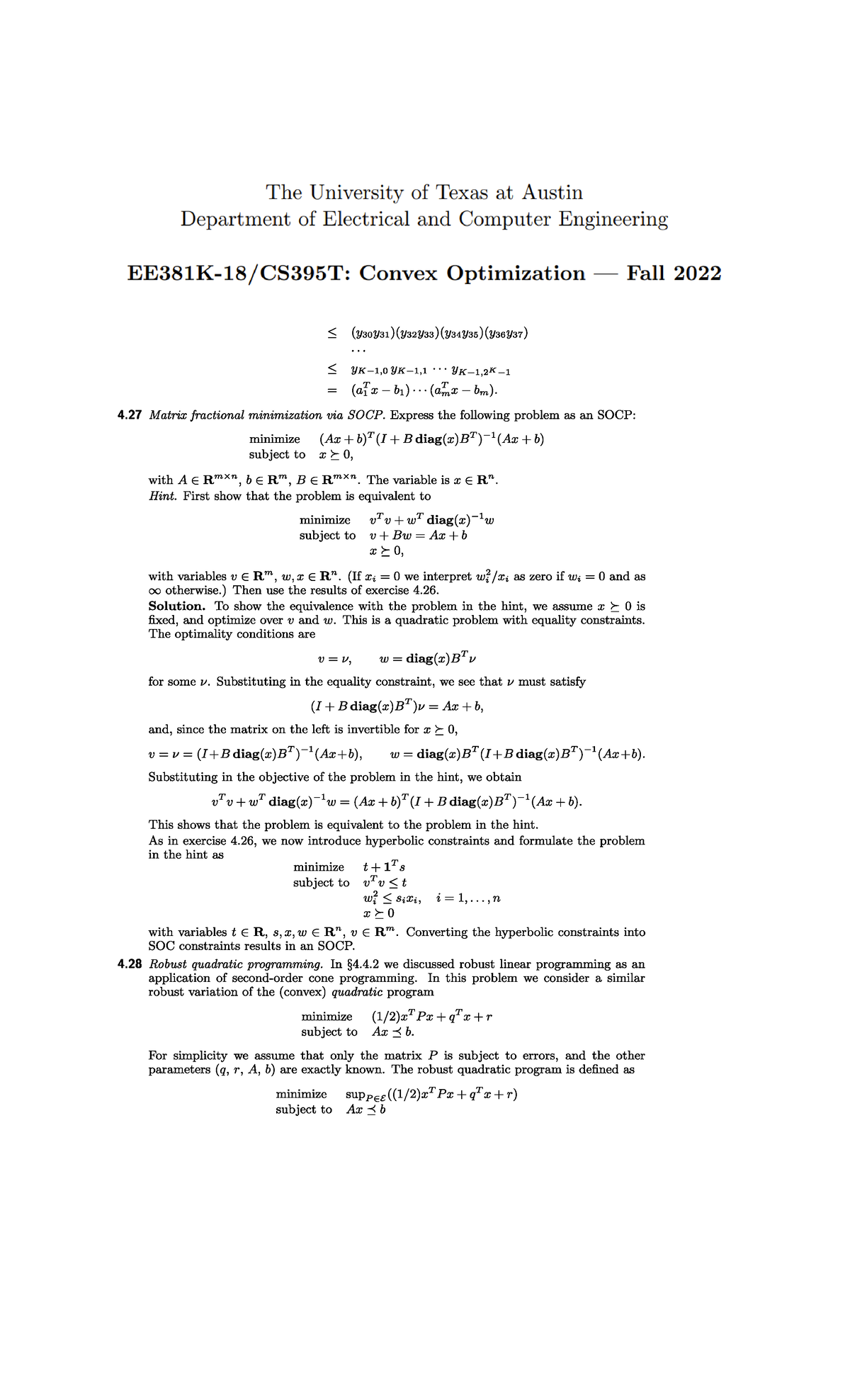 Convex Practice 95 Ece 381k Studocu