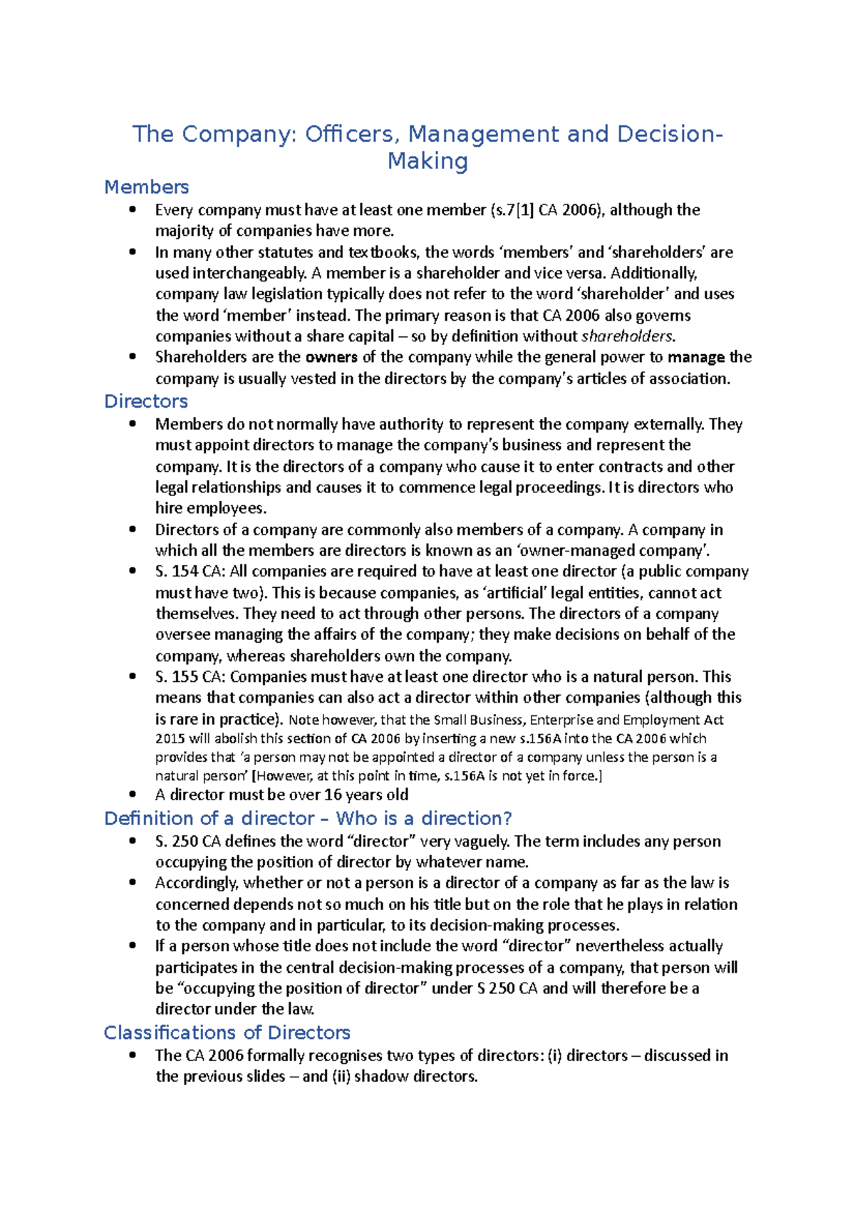 The Company- Officers, Management and Decision-Making - The Company ...