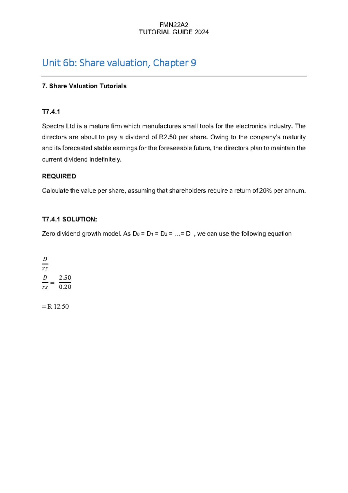 Unit 6b Tutorial questions and solutions 2024 - TUTORIAL GUIDE 202 4 ...