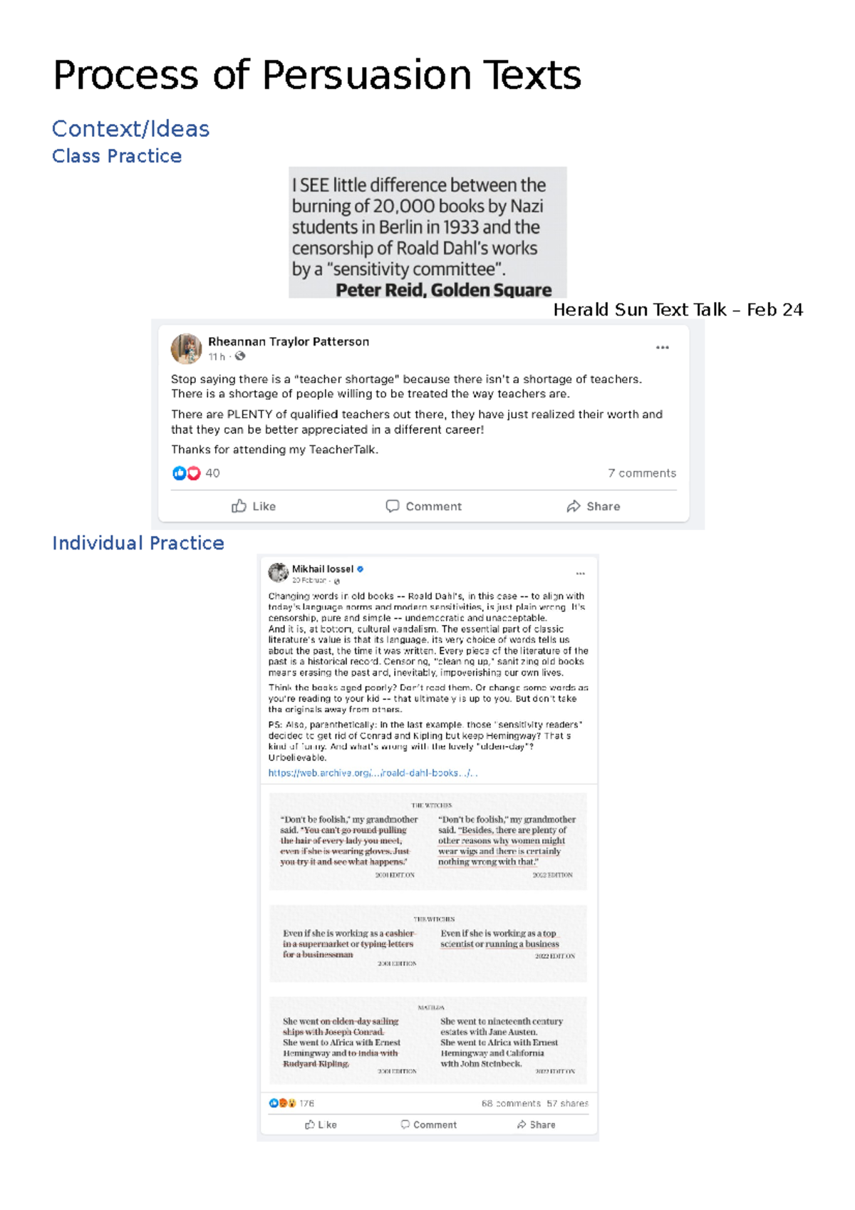 Process of Persuasion Texts - Process of Persuasion Texts Context/Ideas ...