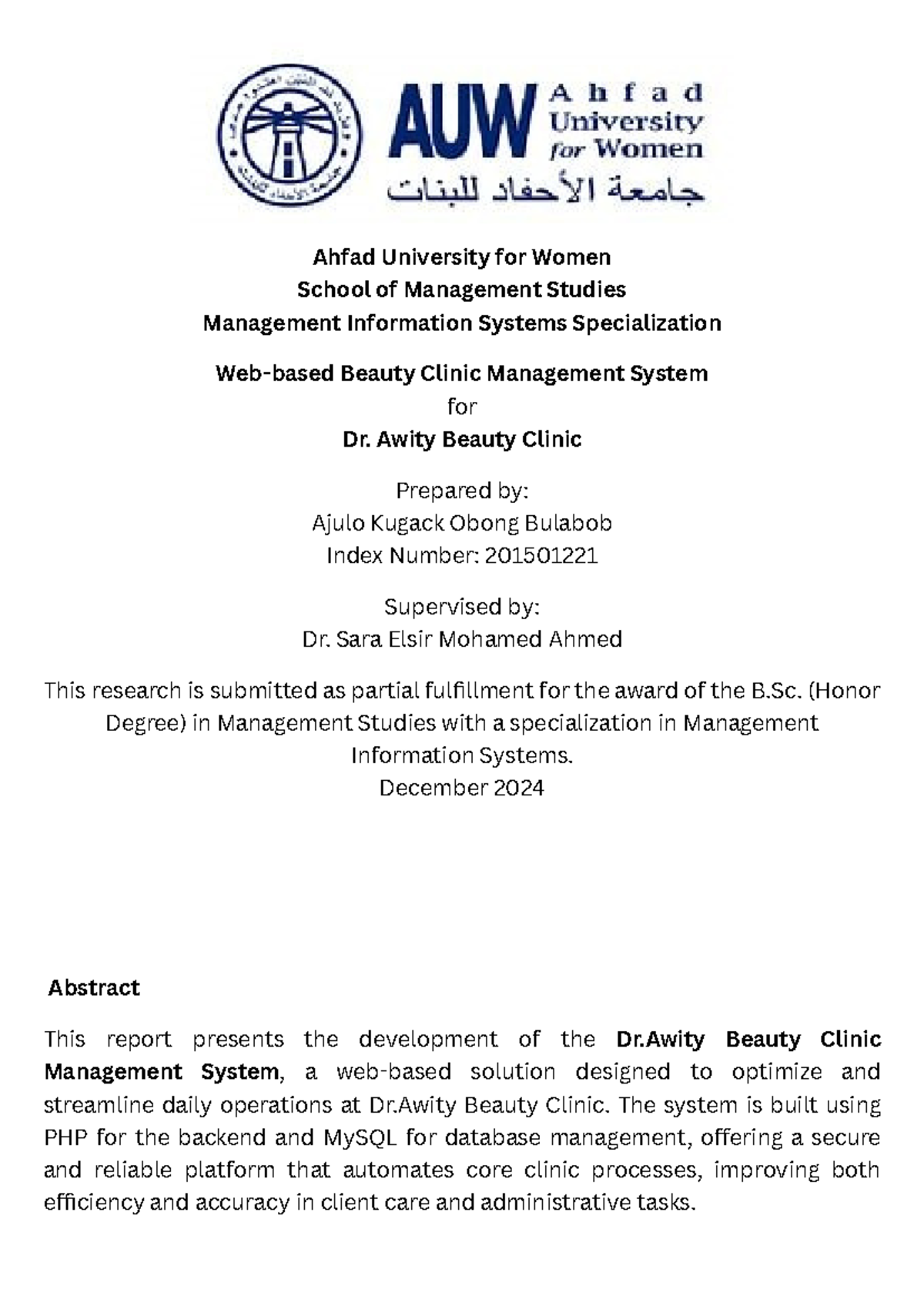 Ahfad University for Women - Ahfad University for Women School of ...