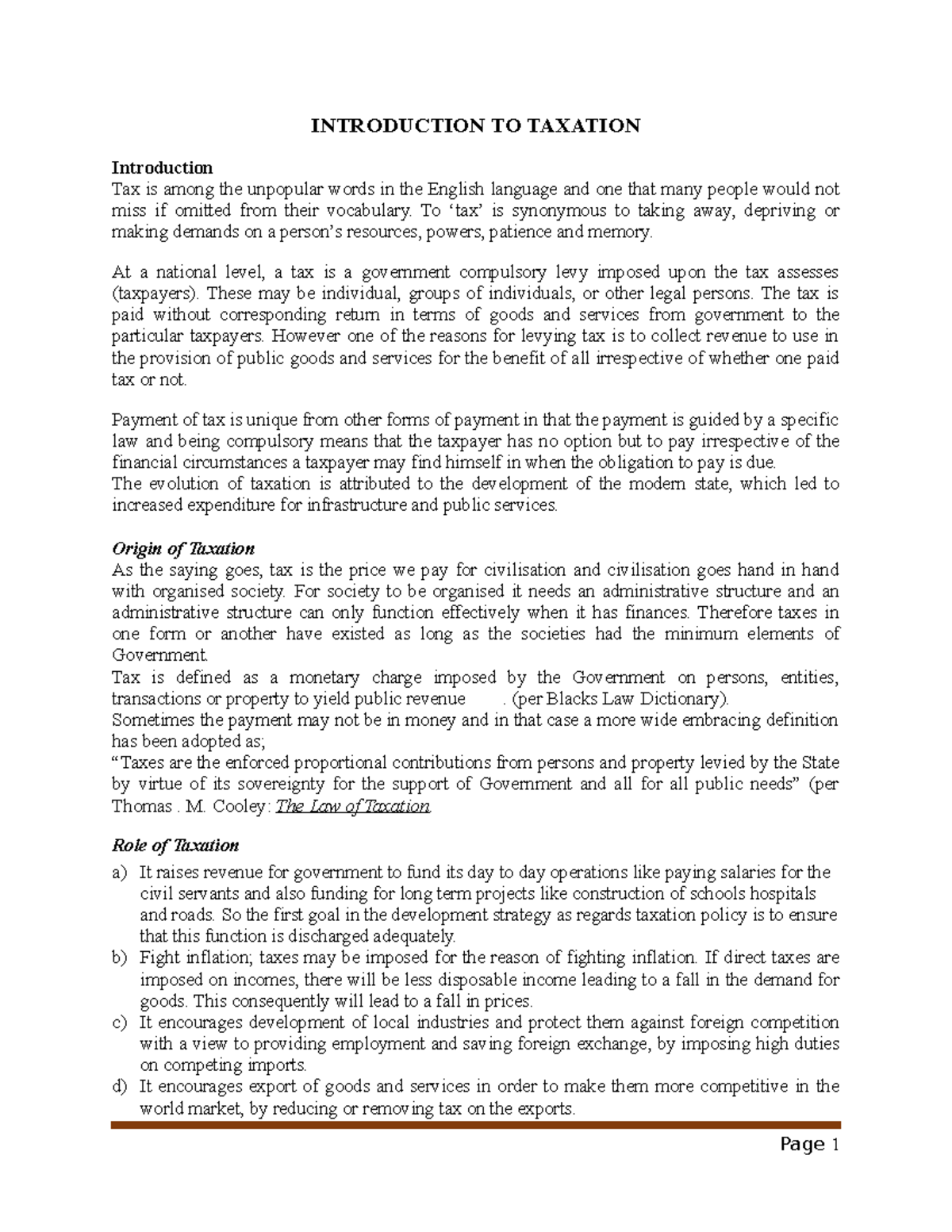 Copy-Introduction to taxation - INTRODUCTION TO TAXATION Introduction ...