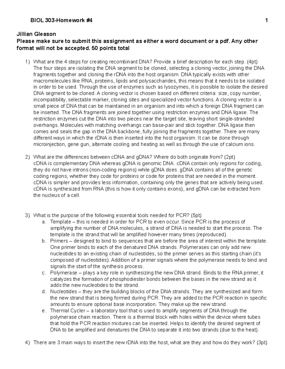 BIOL 303 Homework 4- Fall2022 - Jillian Gleason Please make sure to ...