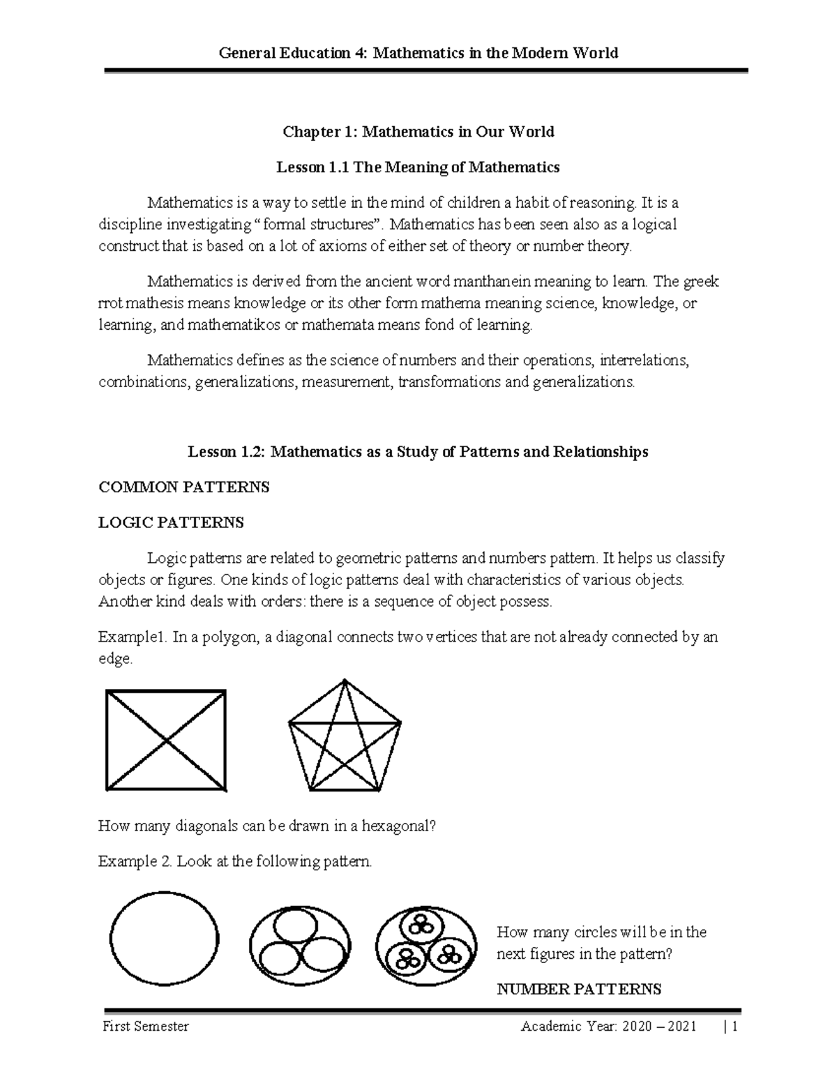 MMW Reviewer in Patterns in Nature - Chapter 1: Mathematics in Our ...