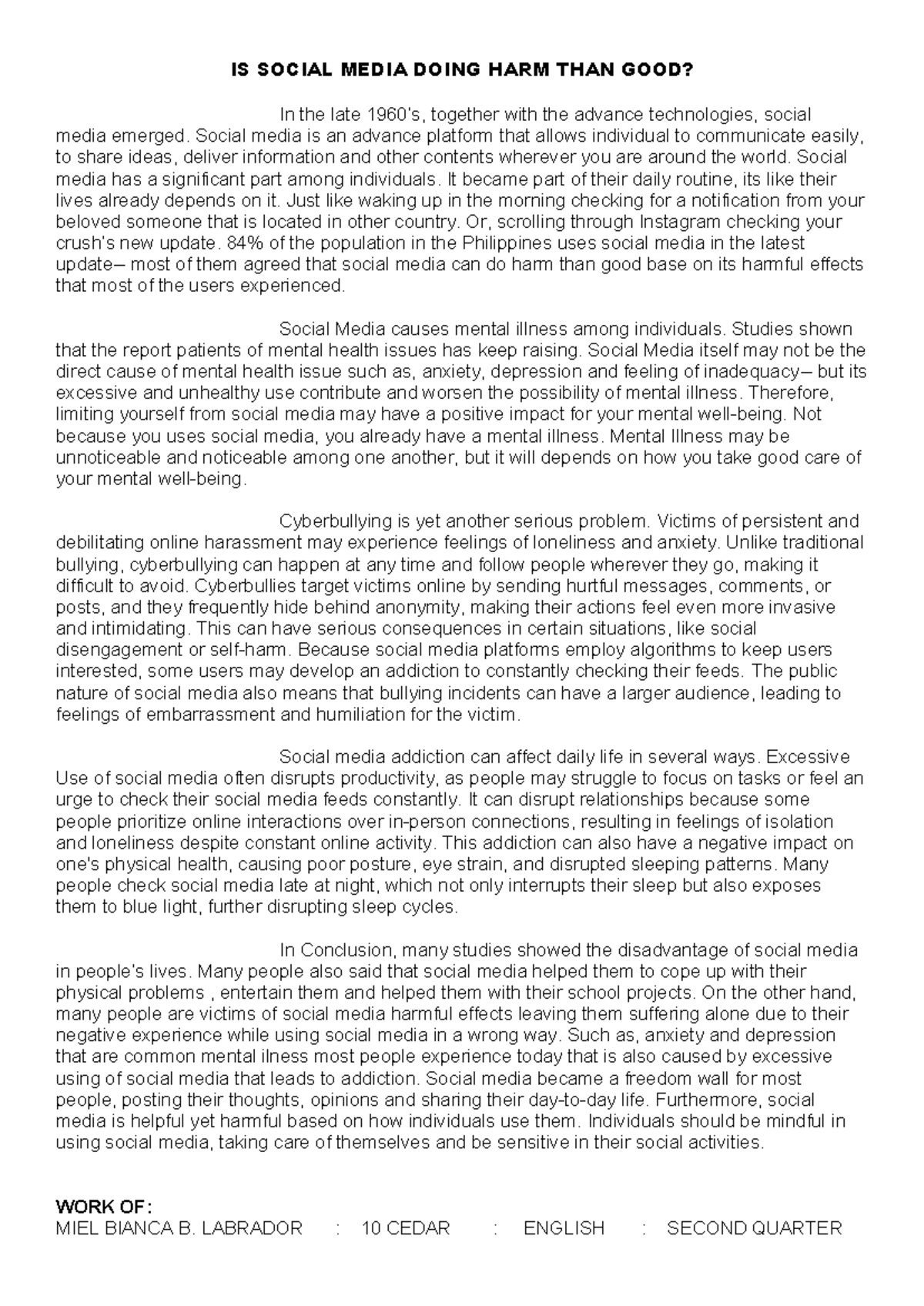 IS Social Media Doing HARM THAN GOOD- essay - IS SOCIAL MEDIA DOING ...