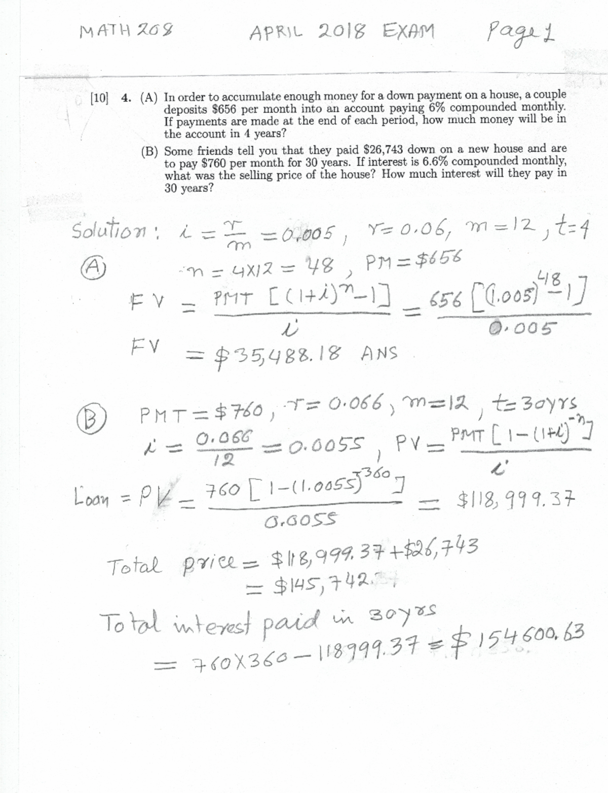 Math 208 Final Exams April 2018 and 2019 Revised - MATH 208 - Studocu