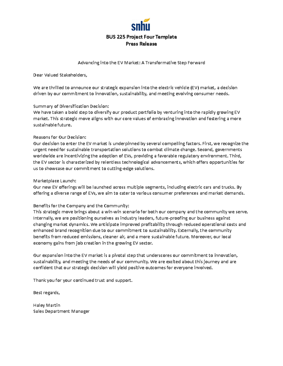 BUS 225 Project Four Template - BUS 225 Project Four Template Press ...