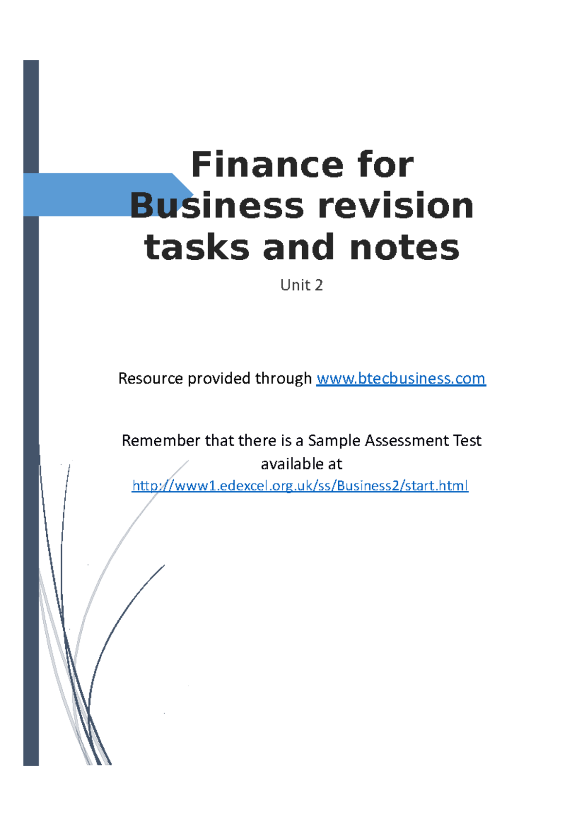 Finance for business assignment - Finance for Business revision tasks ...
