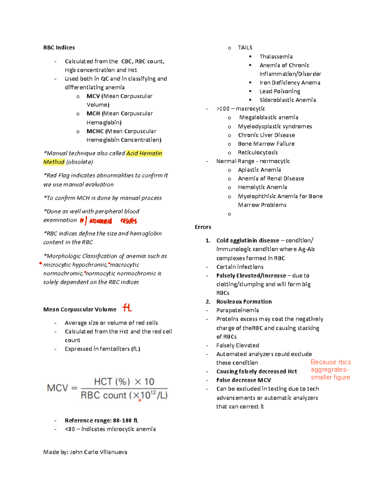 Hematology Midterm Notes (Laboratory) - Principles in Medical ...