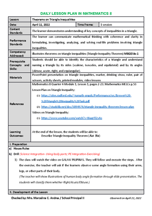 Lesson Plan in Mathematics 9-Quadratic Formula - A Semi-Detailed Lesson ...