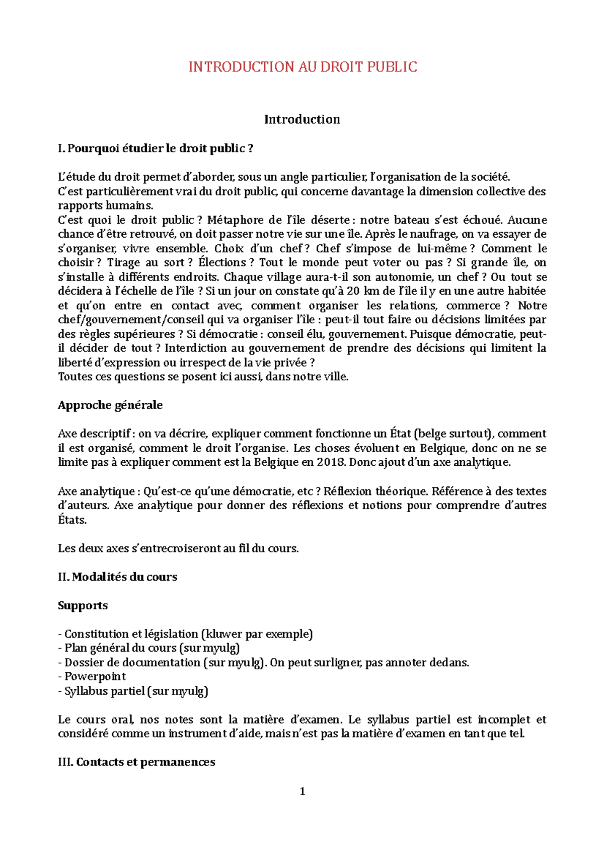 Introduction au droit public - cours 2018-2019 - INTRODUCTION AU DROIT PUBLIC Introduction I ...